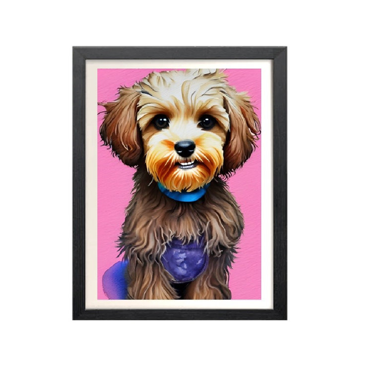 Marlow Home Co. Christeen Cavapoo Portrait - Cute Cavapoo Puppy Picture - Pink Pop Art ...